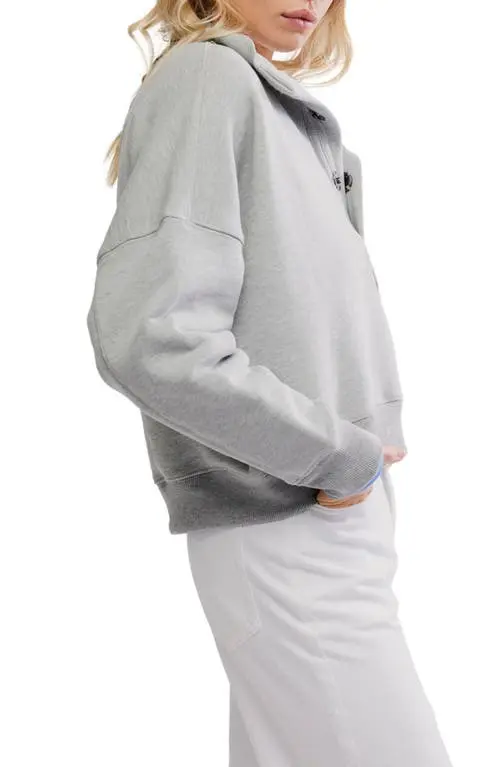 Free People Timeless Snap Placket Pullover - Heather Grey