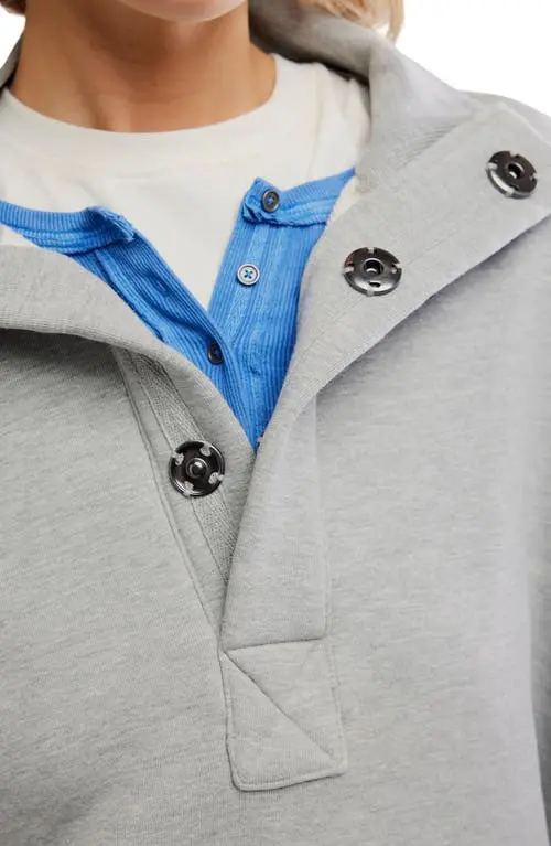 Free People Timeless Snap Placket Pullover - Heather Grey