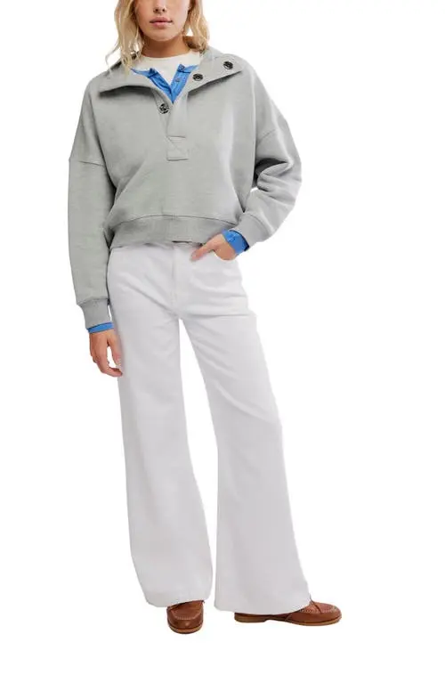 Free People Timeless Snap Placket Pullover - Heather Grey