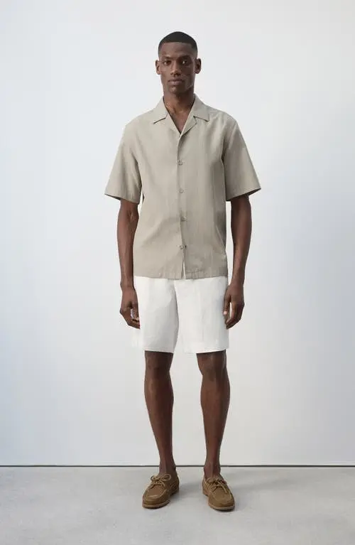 Mango Pinstripe Short Sleeve Woven Shirt