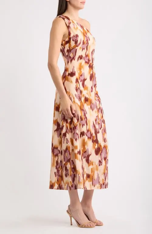 Sam Edelman Painted Dusk Ruched One-shoulder Maxi Dress