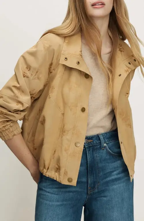 Veronica Beard Ainsworth Floral Jacquard Cropped Jacket - Sand