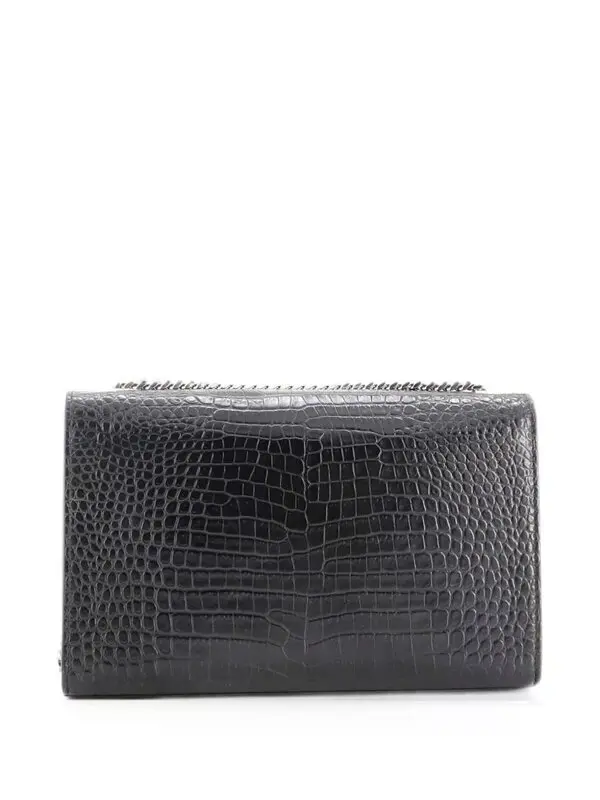 Saint Laurent Classic Monogram Tassel Crocodile Embossed Leather Medium Crossbody Bag