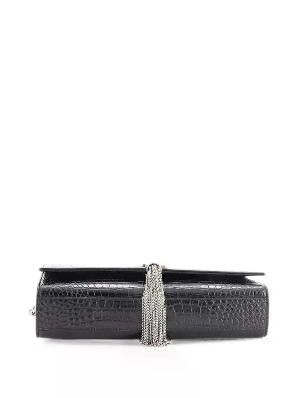 Saint Laurent Classic Monogram Tassel Crocodile Embossed Leather Medium Crossbody Bag