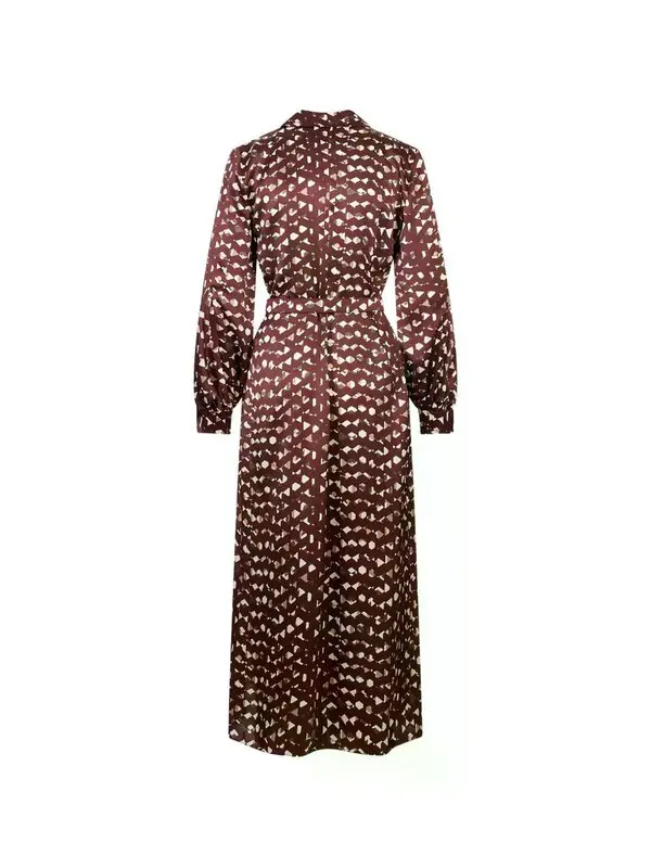 Kiton Geometric-print Belted Shirt Midi Dress