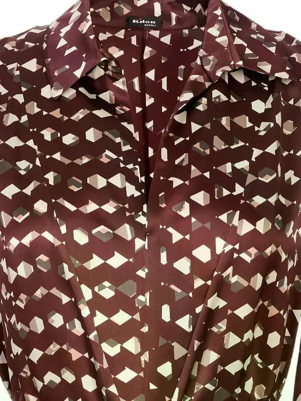 Kiton Geometric-print Belted Shirt Midi Dress