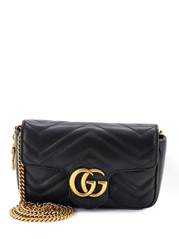 Gucci Gg Marmont Matelassé Leather Super Mini Crossbody Bag - Black
