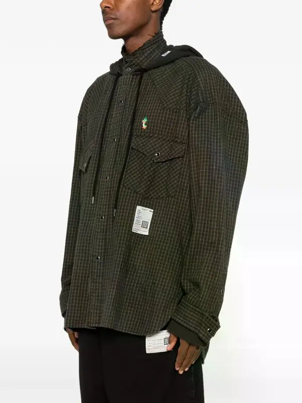 Mihara Yasuhiro Check-pattern Hooded Shirt