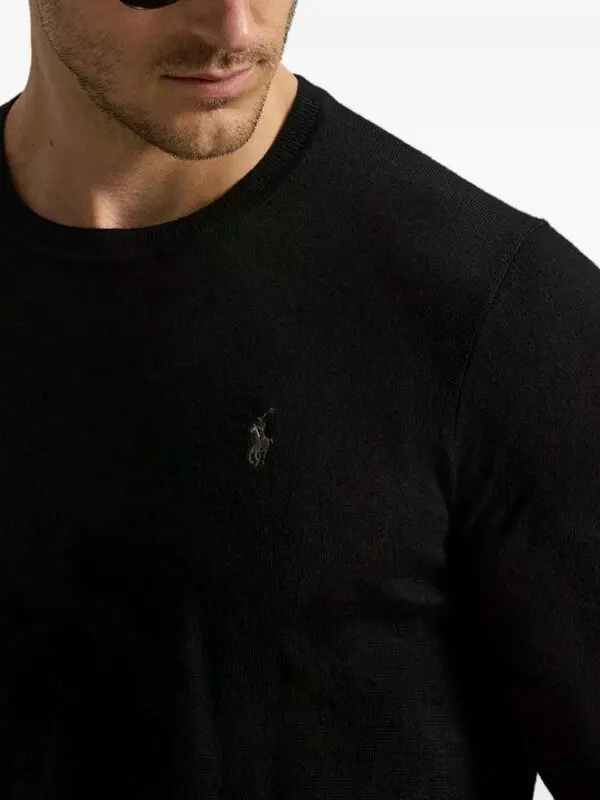 Polo Ralph Lauren Embroidered Pony Wool Sweater - Black