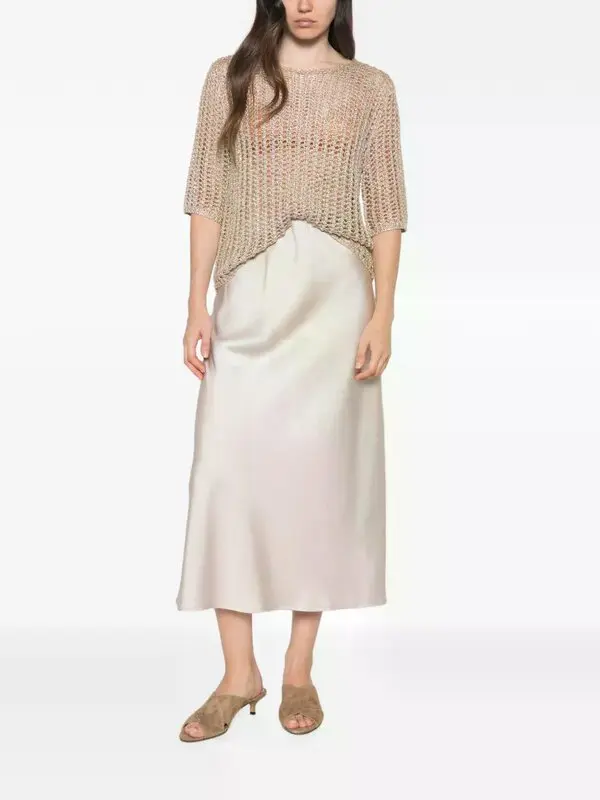 BETTY BARCLAY Open-knit Sequin-embellished Top