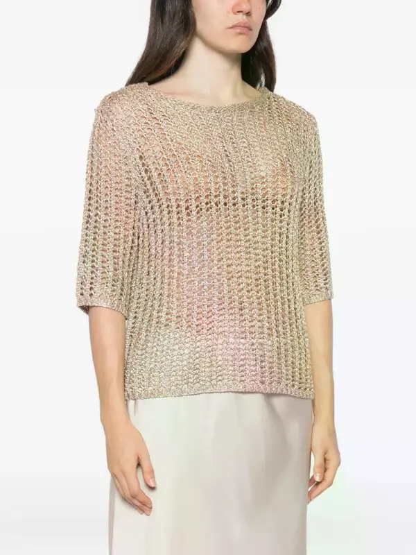 BETTY BARCLAY Open-knit Sequin-embellished Top