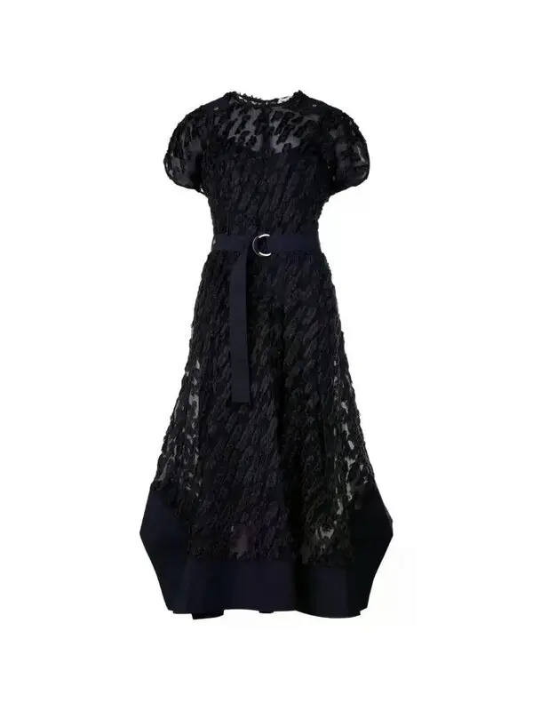 3.1 Phillip Lim Belted Textured-finish Midi Dress - Black