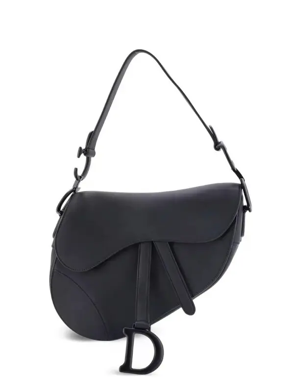 Dior Ultra Matte Saddle Handbag Leather Medium Shoulder Bag - Black