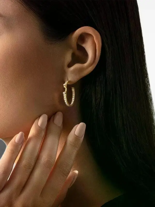 NOUVEL HERITAGE Eternity Tuxedo Mood Diamond Hoop Earrings