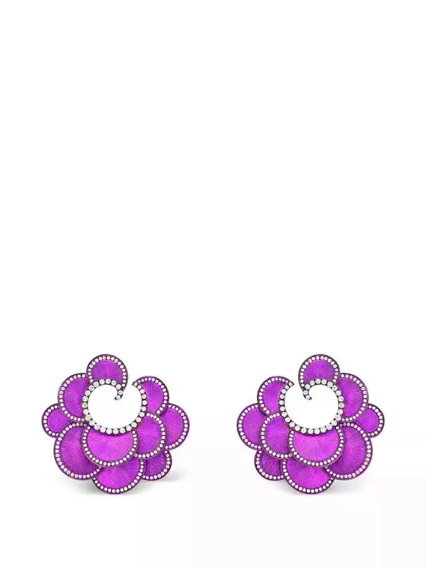 SABOO FINE JEWELS Elemento Diamond Scallop Earrings - Purple
