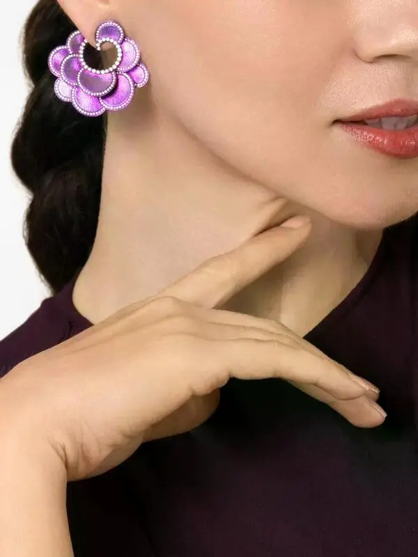 SABOO FINE JEWELS Diamond Scallop Earrings - Purple