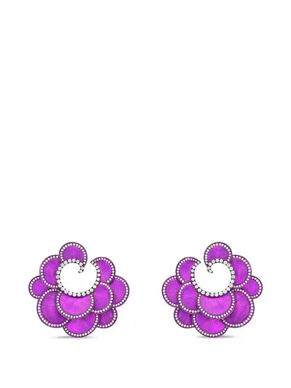 SABOO FINE JEWELS Diamond Scallop Earrings - Purple
