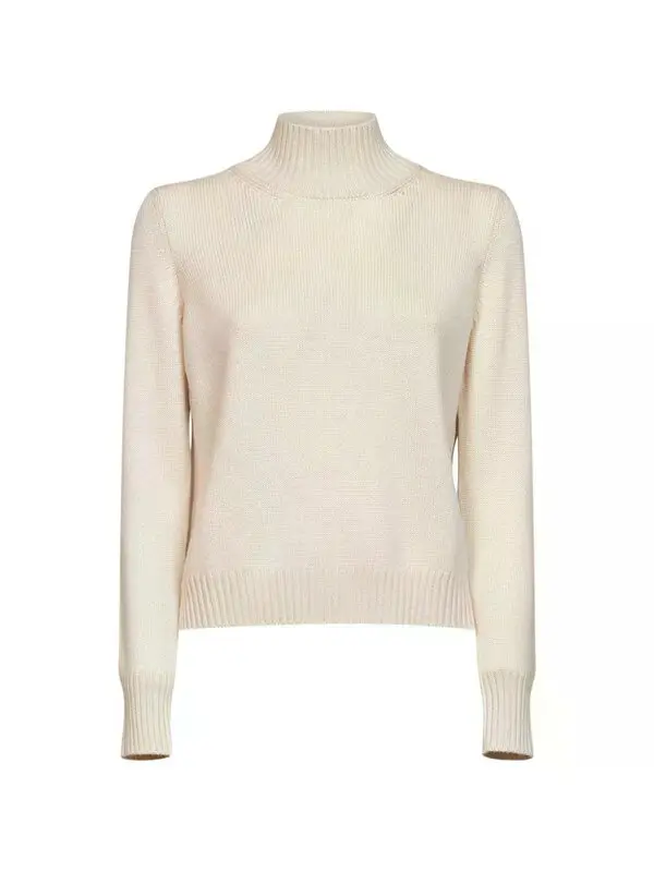 BLANCA VITA Ribbed-knit Mock-neck Sweater