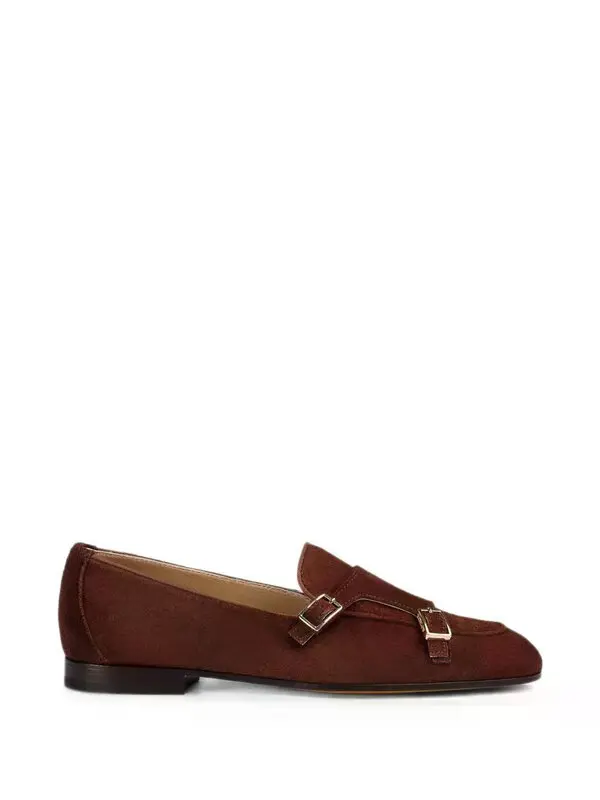 DOUCAL'S Double-buckle Suede Loafers - Brown
