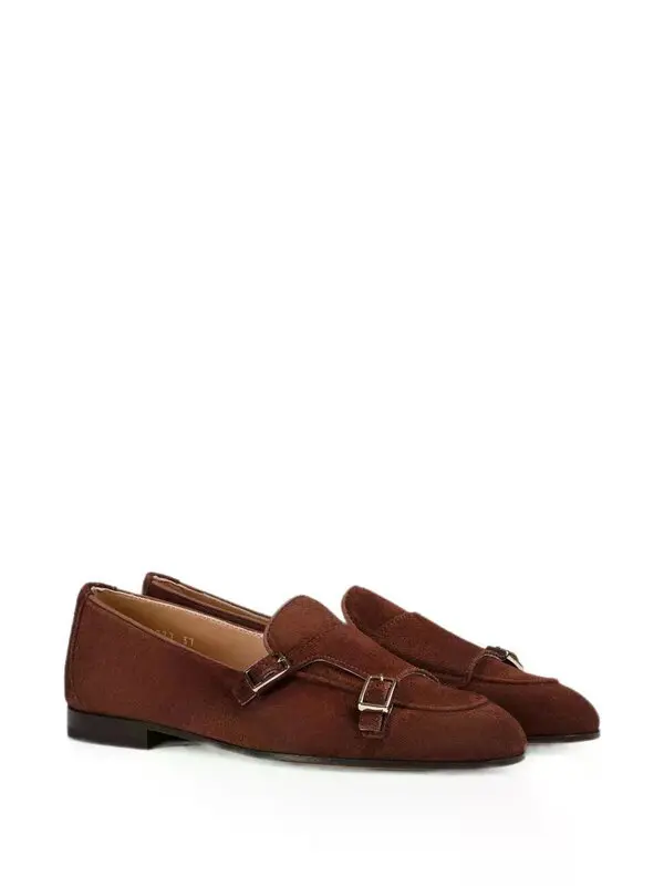 DOUCAL'S Double-buckle Suede Loafers - Brown