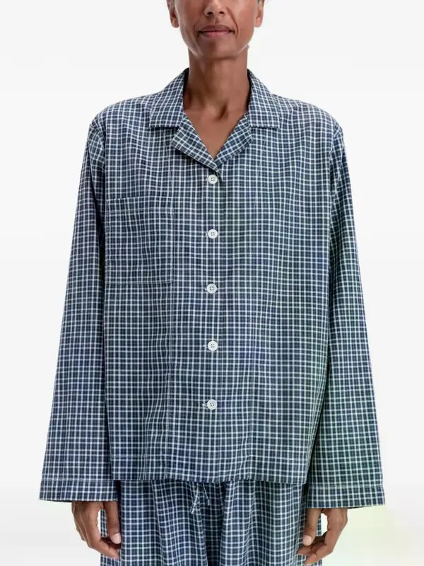 TEKLA Check-print Cotton Pajamas