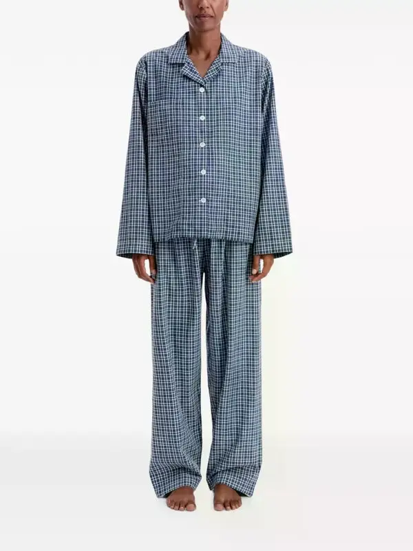 TEKLA Check-print Cotton Pajamas