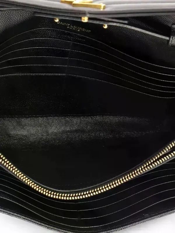 Saint Laurent Classic Monogram Wallet On Chain Matelasse Chevron Leather Medium Crossbody Bag