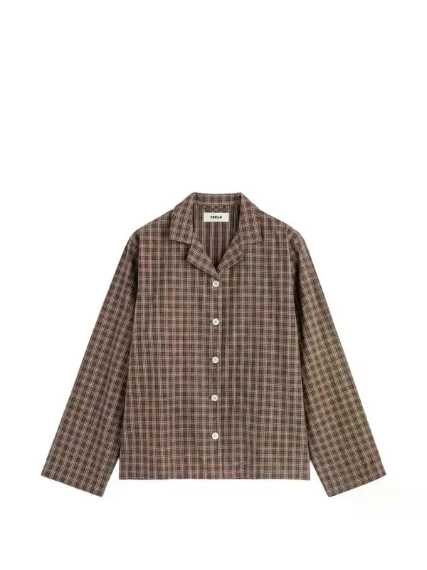 TEKLA Check-print Cotton Pajamas