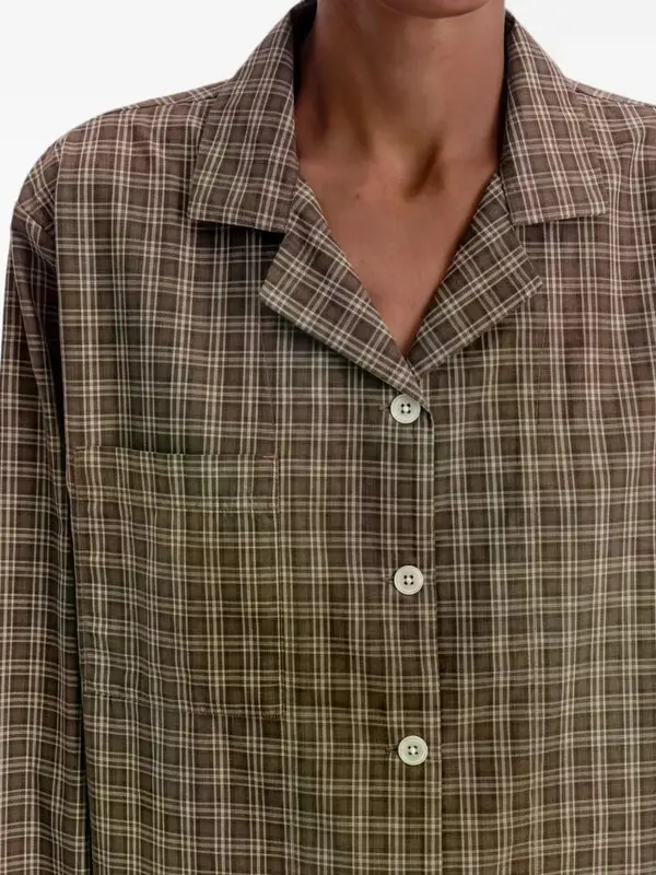 TEKLA Check-print Cotton Pajamas