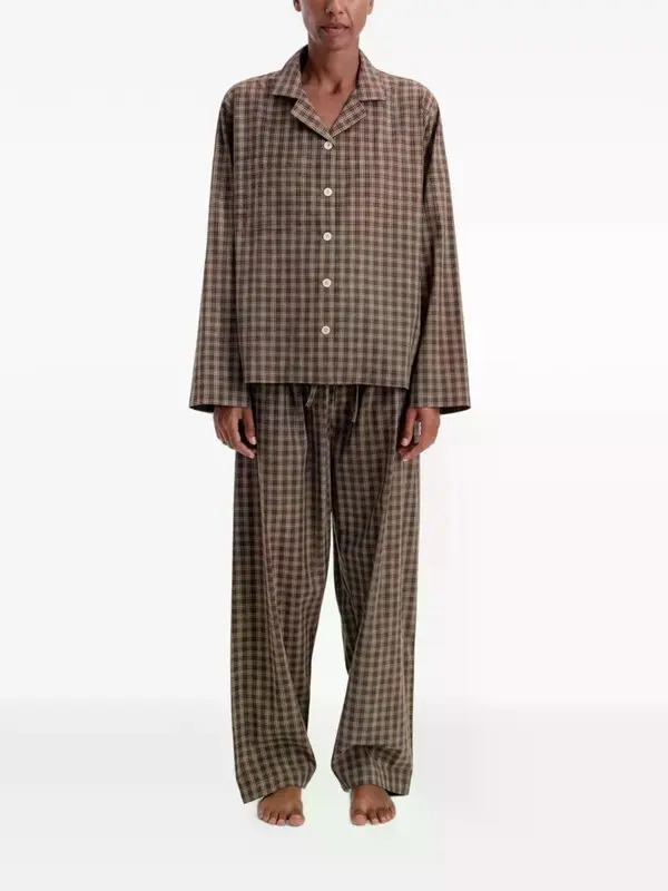 TEKLA Check-print Cotton Pajamas