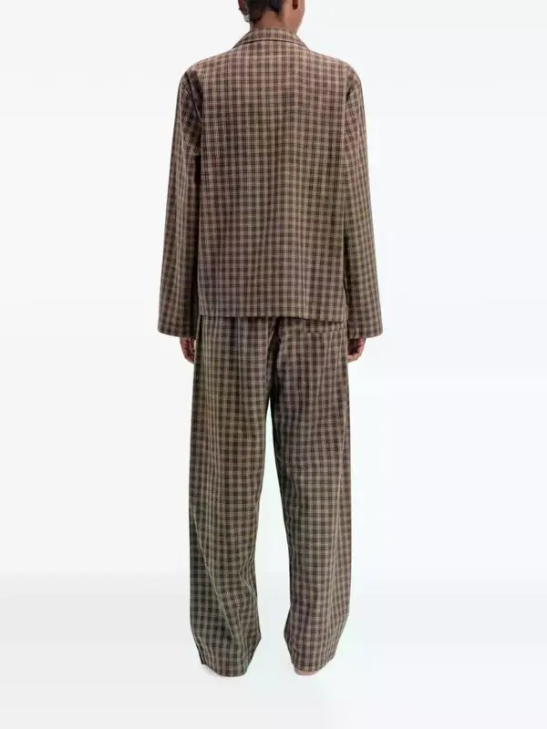 TEKLA Check-print Cotton Pajamas