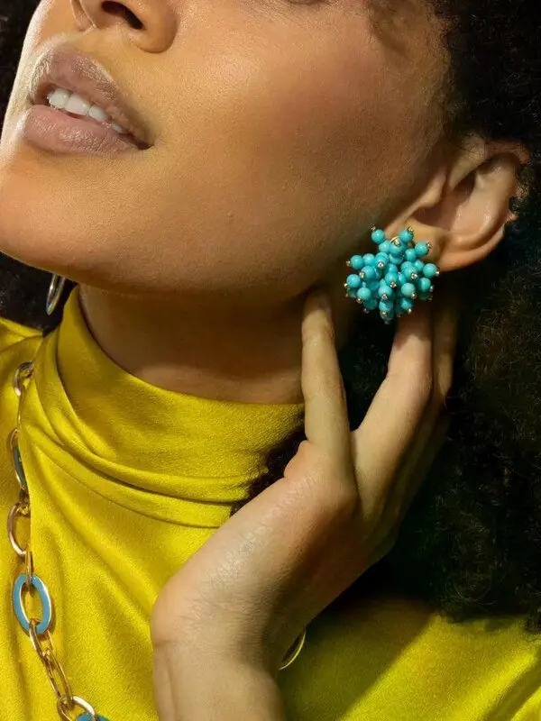 ALETTO BROTHERS Bel Fiore Turquoise And Diamond Earrings