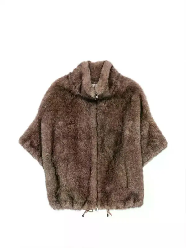 VALENTINI 1972 Faux Fur Funnel Neck Zip-up Coat