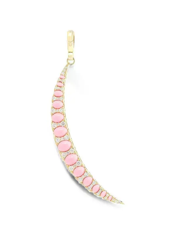 JENNA BLAKE Large Crescent Coral And Diamond Pendant