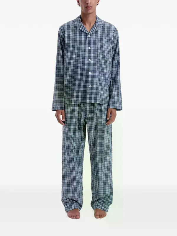TEKLA Check-print Cotton Pajamas