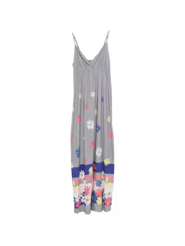 SUN 68 Floral Print V-neck Spaghetti Strap Maxi Dress