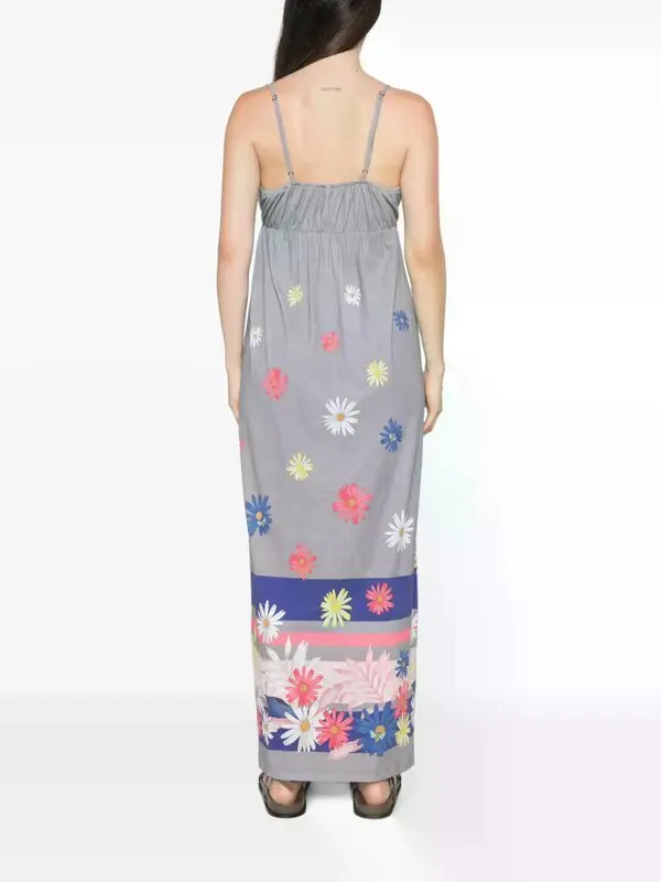 SUN 68 Floral Print V-neck Spaghetti Strap Maxi Dress
