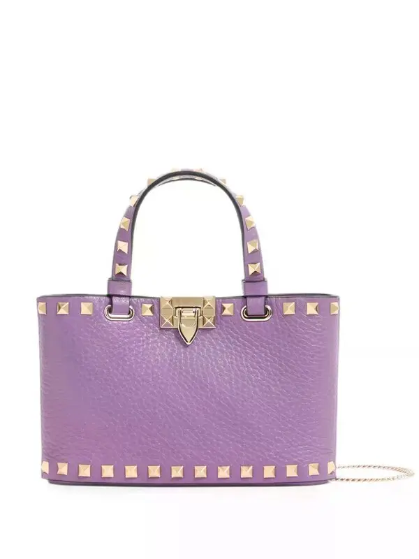 Valentino Garavani Rockstud Leather Tote Bag - Purple