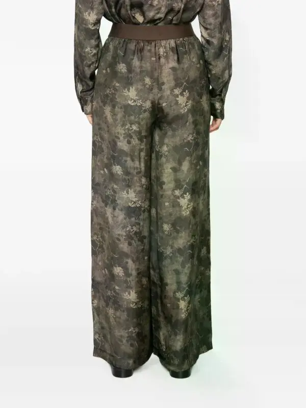 UMA WANG Floral-print Wide-leg Trousers