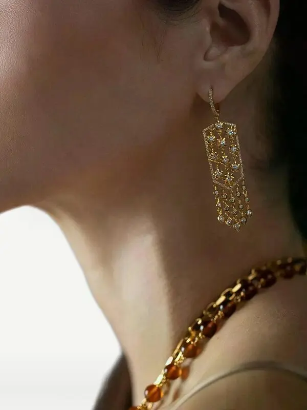 BUDDHA MAMA Diamond Drop Earrings In 20k Yellow