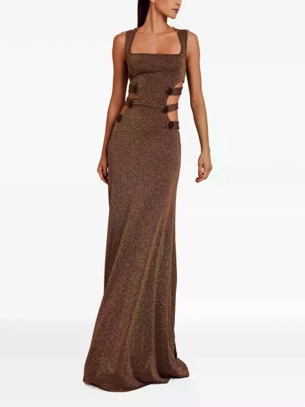 Azulu Ginebra Cut-out Button-embellished Gown