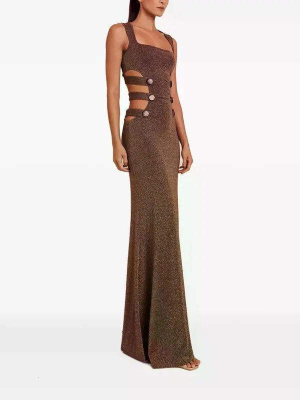 Azulu Ginebra Cut-out Button-embellished Gown