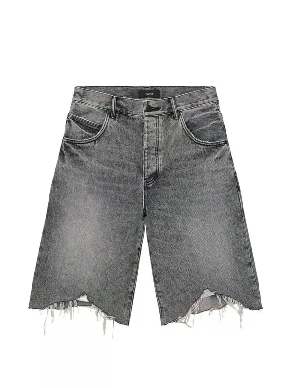 PURPLE BRAND High Summer Destroy Denim Shorts - Grey