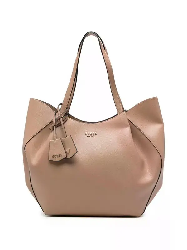Guess Amorette Logo-plaque Pebbled-effect Shoulder Bag