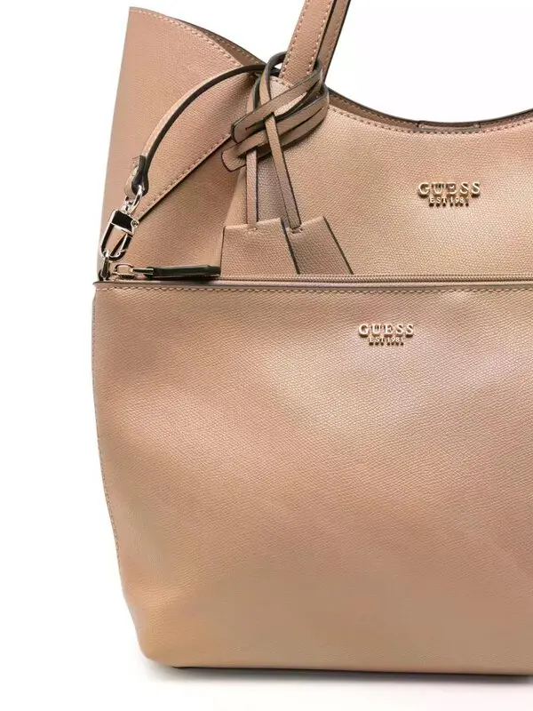 Guess Amorette Logo-plaque Pebbled-effect Shoulder Bag