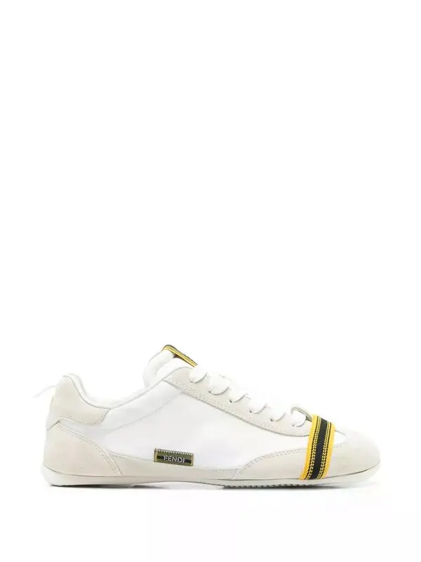 Fendi Panelled Logo Tag Sneakers - White
