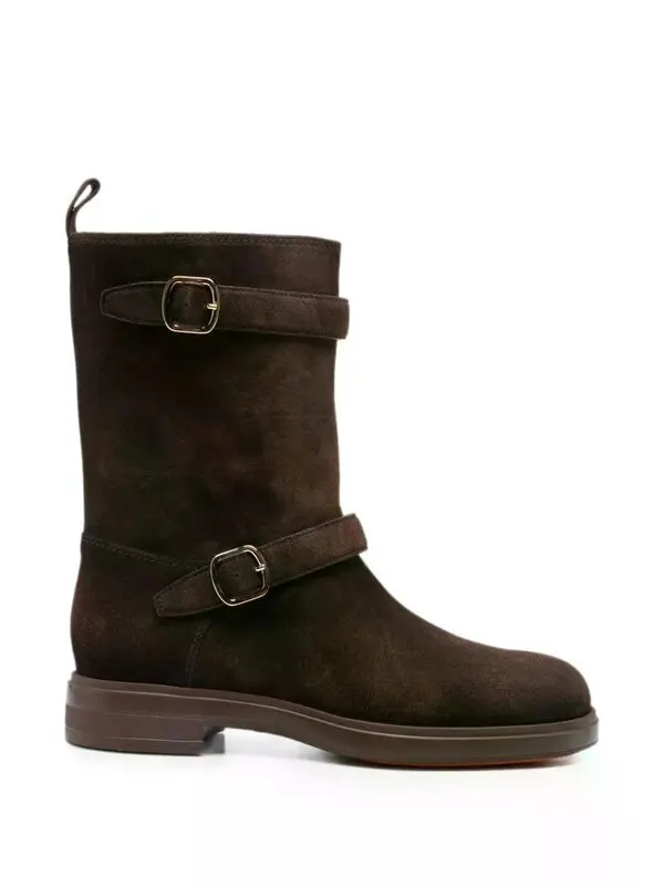 Santoni Buckle-strap Suede Boots