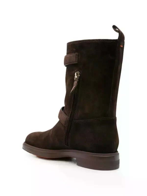 Santoni Buckle-strap Suede Boots