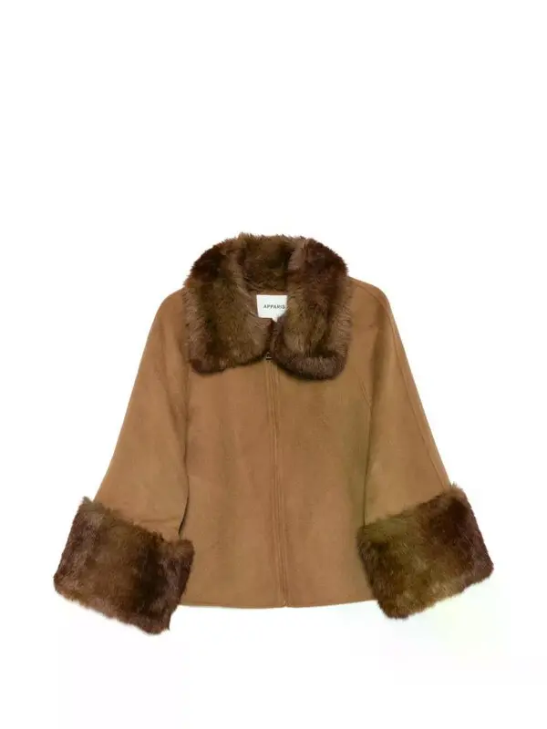 Apparis Judie Zip-fastening Jacket With Faux-fur Accents - Neutrals