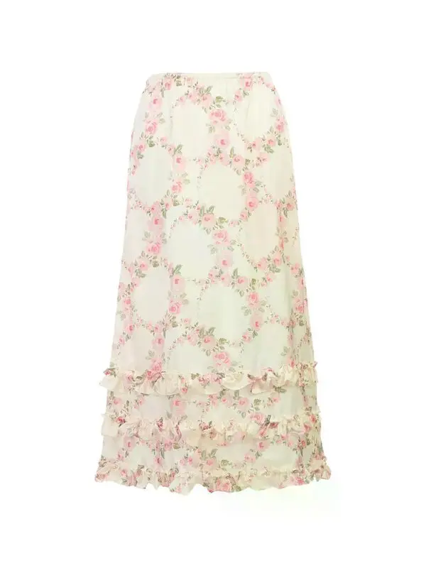 Simone Rocha Floral-print Ruffled Midi Skirt